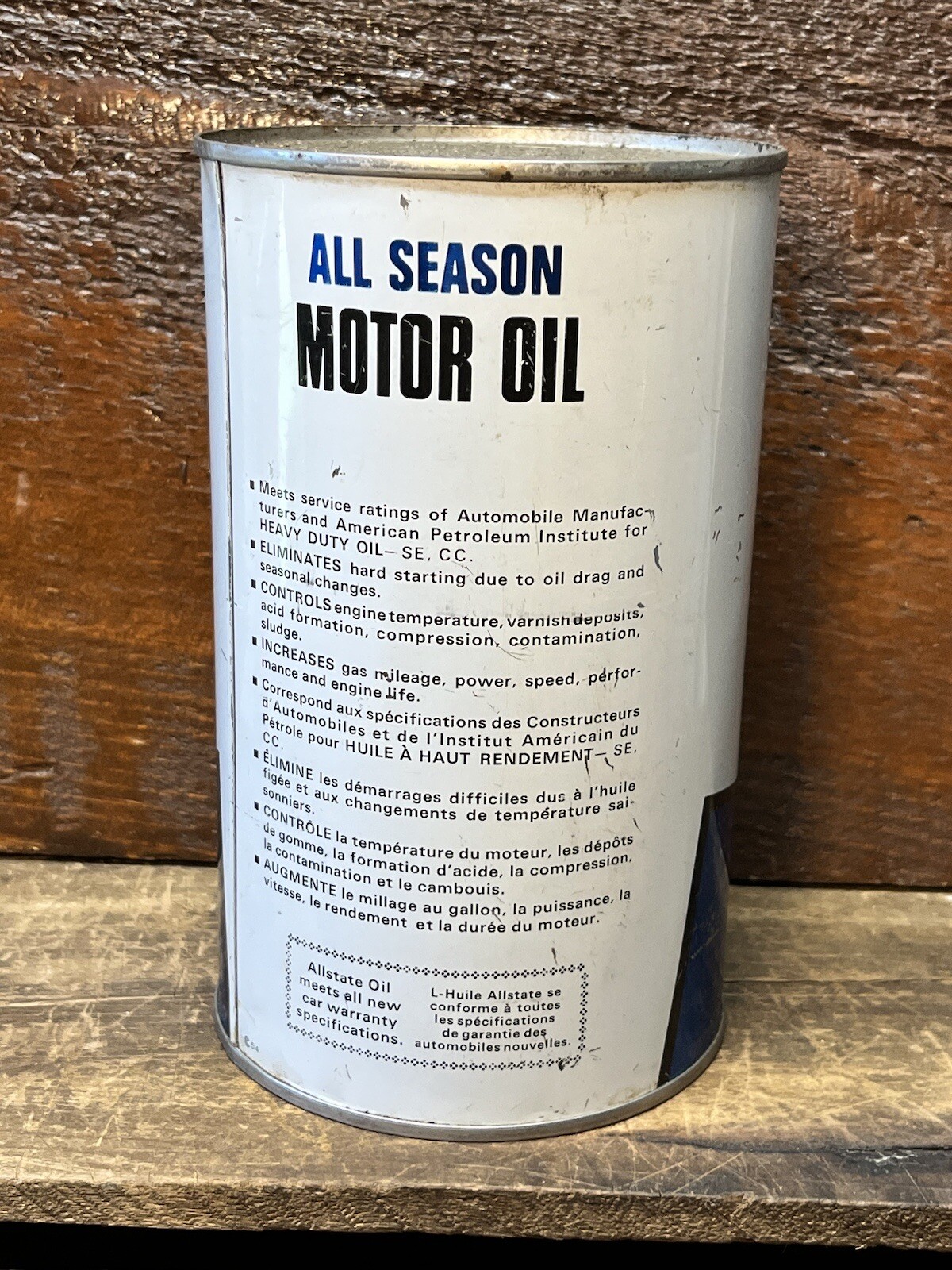 Vtg 1960s 70s Allstate All Season Motor Oil 1 Quart Imperial Oil Can ...