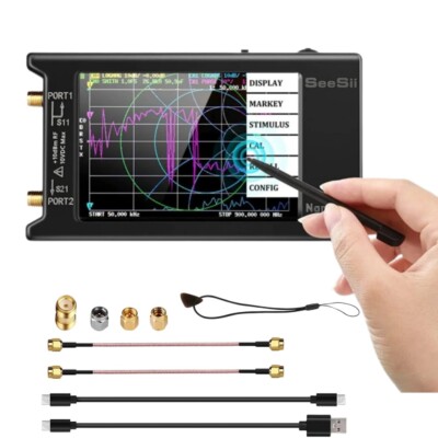 NanoVNA-H4 10KHz~1.5GHz Vector Network Analyzer Handheld TFT MF Antenna ...