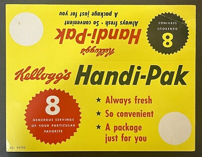 Vintage Retro 1957 Kellogg’s Handi-Pak Cereal Box Store Display Shelf ...