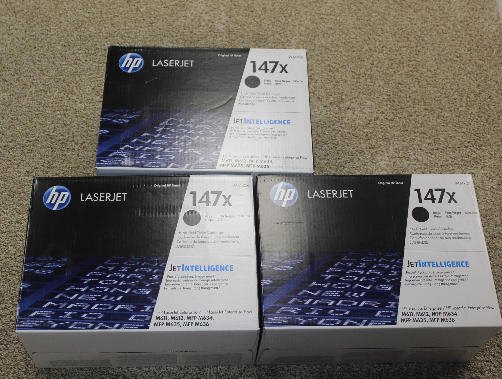HP147X W1470X High-Yield Black Original LaserJet Toner Cartridge x3 ...