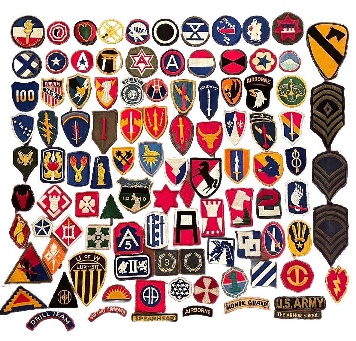 Lot of 100 Vintage US Army / Military Patches (All Different, No Dups ...