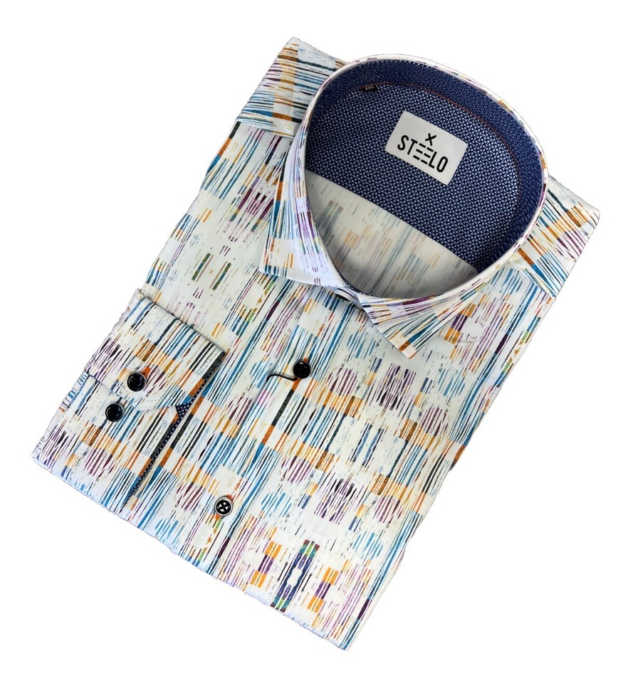 Mens Steelo Colorful Size 2XL Long Sleeve Button Up Dress Shirt Silky ...