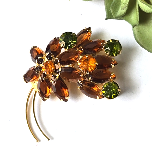 Vintage Juliana Topaz Glass Rhinestones Pin Brooch | eBay