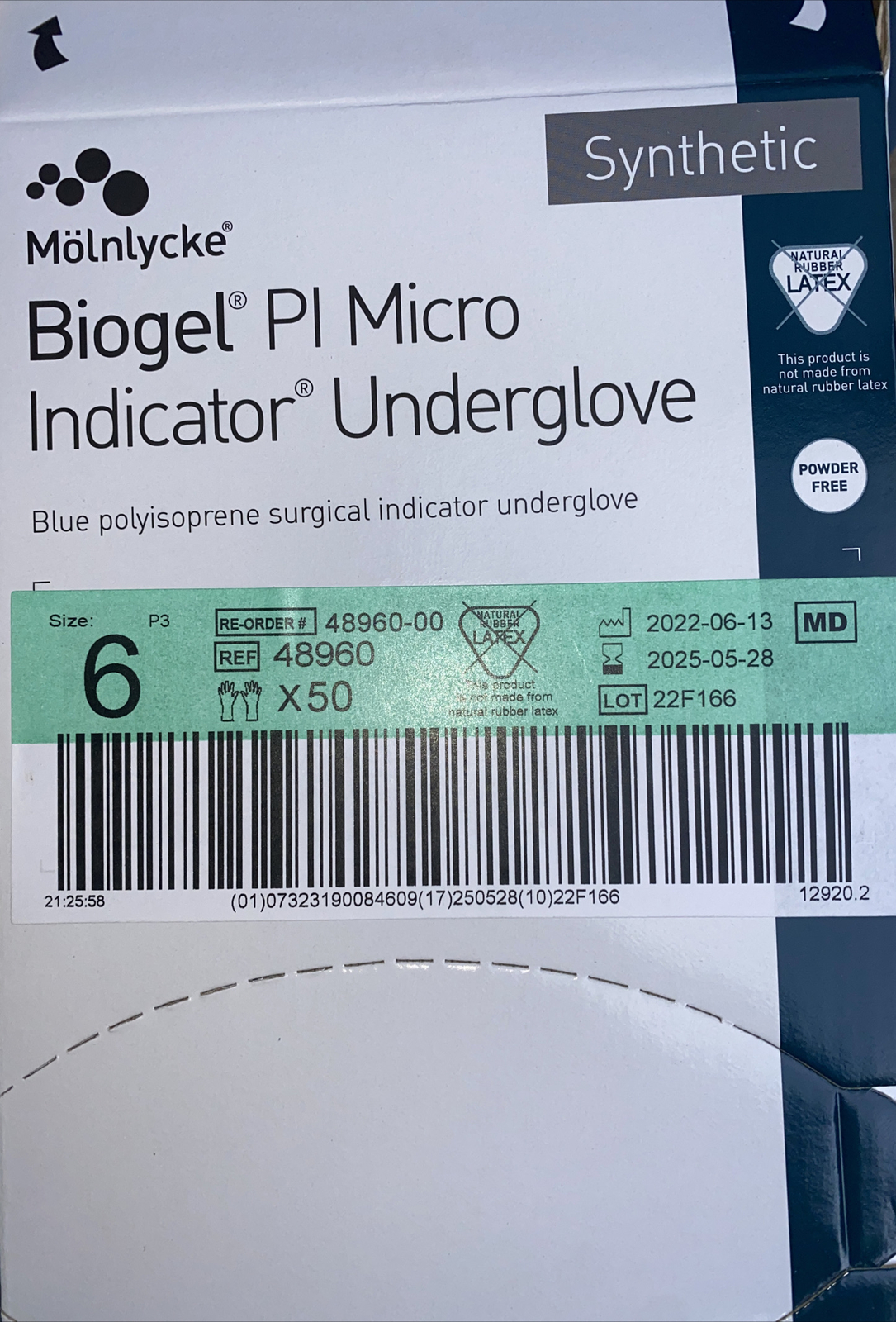 *200-Pair* Molnlycke Biogel PI Micro Indicator Underglove Size-6 Glove 48960 for sale online | eBay