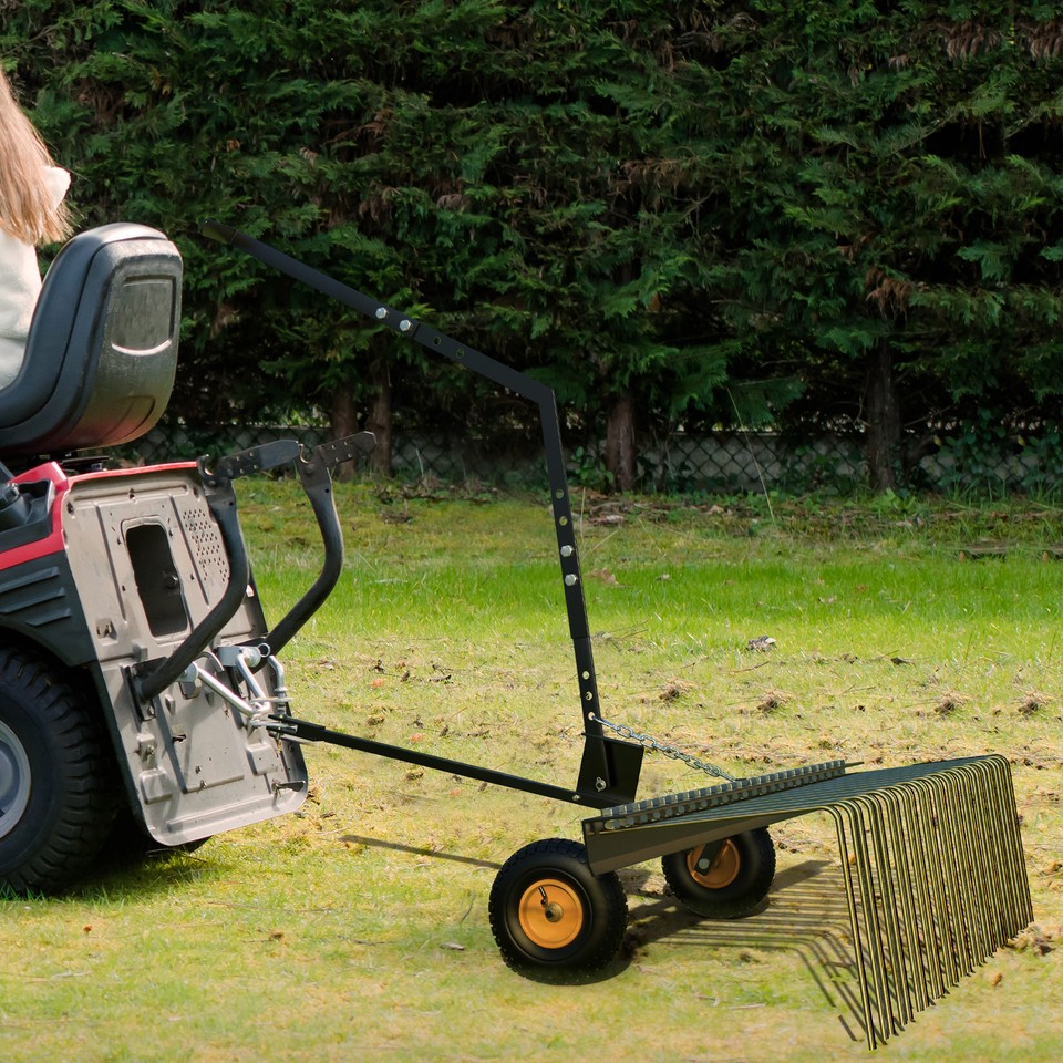 60" ATV UTV & Lawn Tractor Tow Behind Steel Landscape Rake Corrosion ...