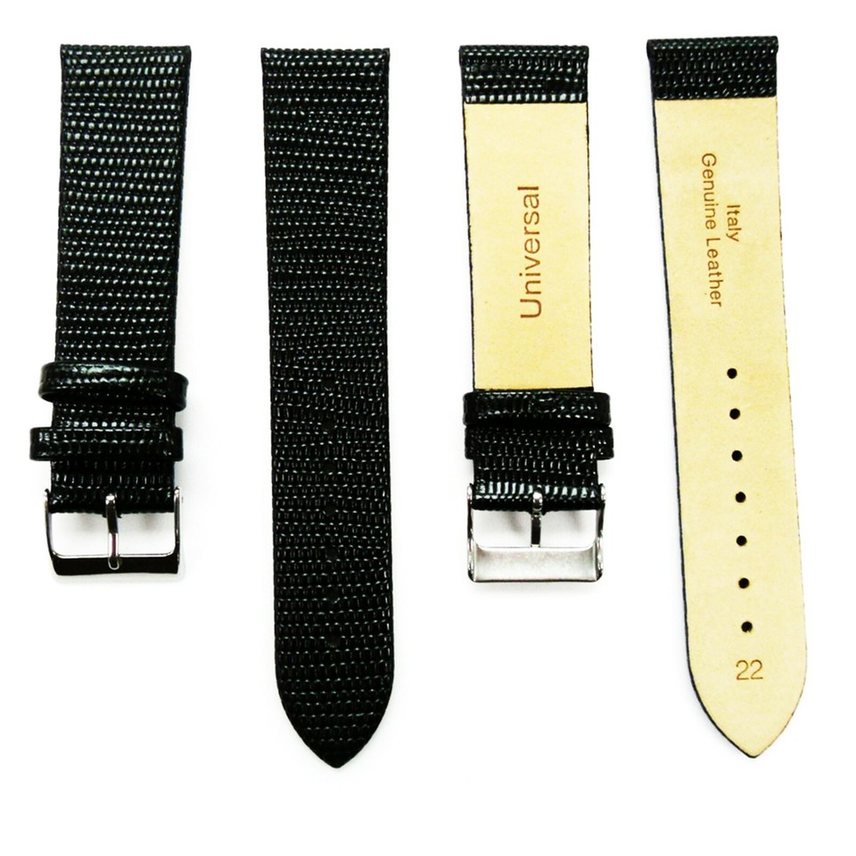 Watch Bands Flat Genuine Leather Lizard Grain 12MM to 24MM 8 Colors ...