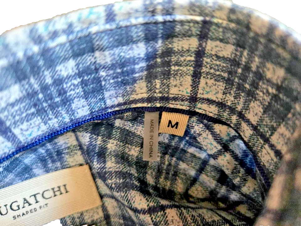 NWT BUGATCHI PLAID Comfort Strech Shaped Fit Check Button-Up Shirt MSRP ...