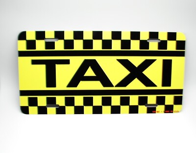 YELLOW TAXI TAXICAB CAB METAL CAR LICENSE PLATE AUTO TAG | eBay
