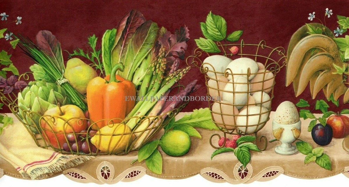 Vegetables Fruit Wallpaper Borders For Kitchens Red Barrel Studio®