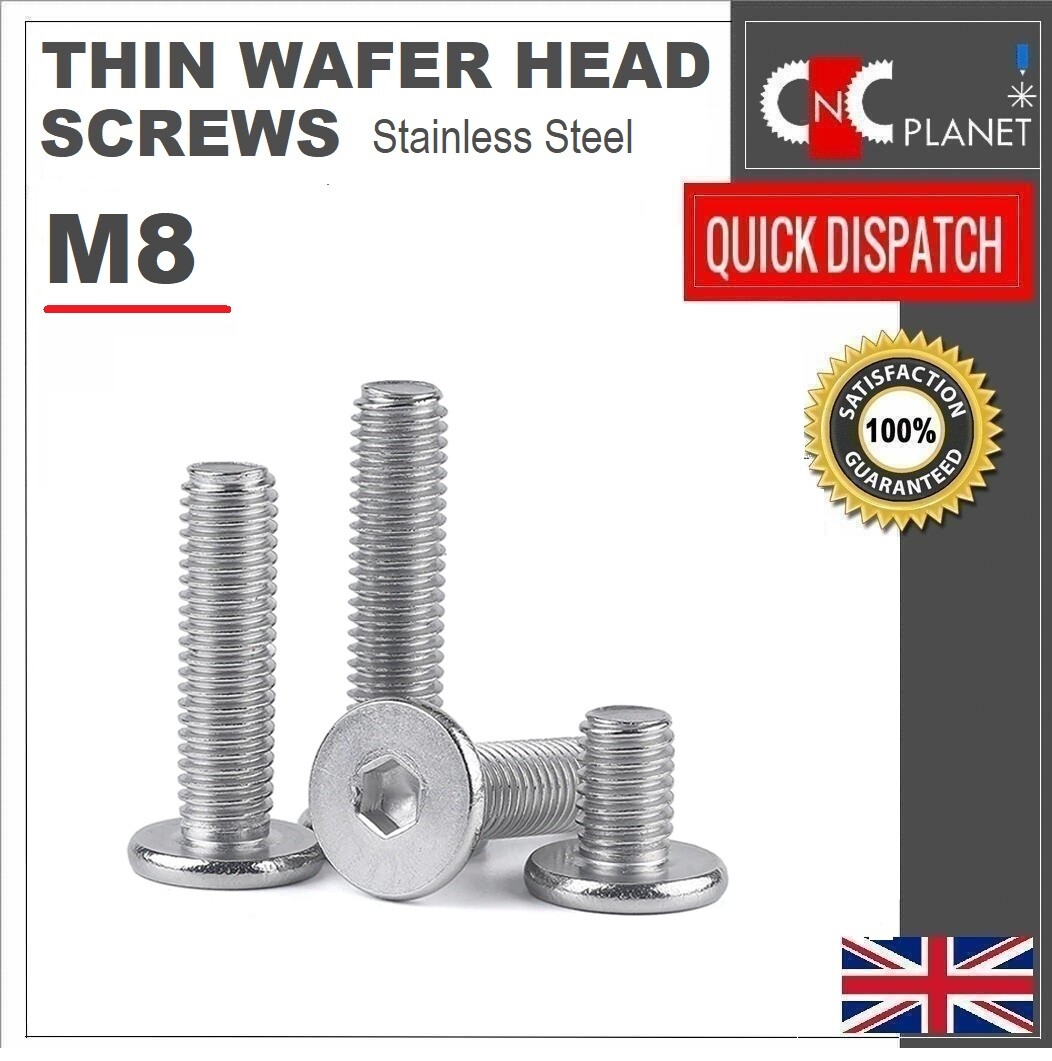 M8 Ultra Thin Wafer Flat Head Low profile Screws Bolt Allen Key ...