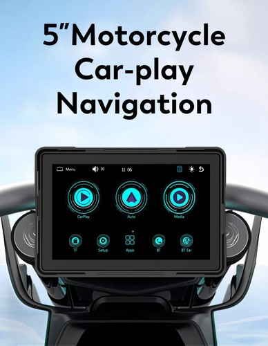 5" IPS Touch Screen Portable Motorcycle Navigator Wireless CarPlay ...