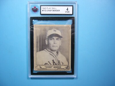 1940 PLAY BALL GUM INC. MLB BASEBALL CARD #172 CHIEF BENDER KSA 4 VGEX ...