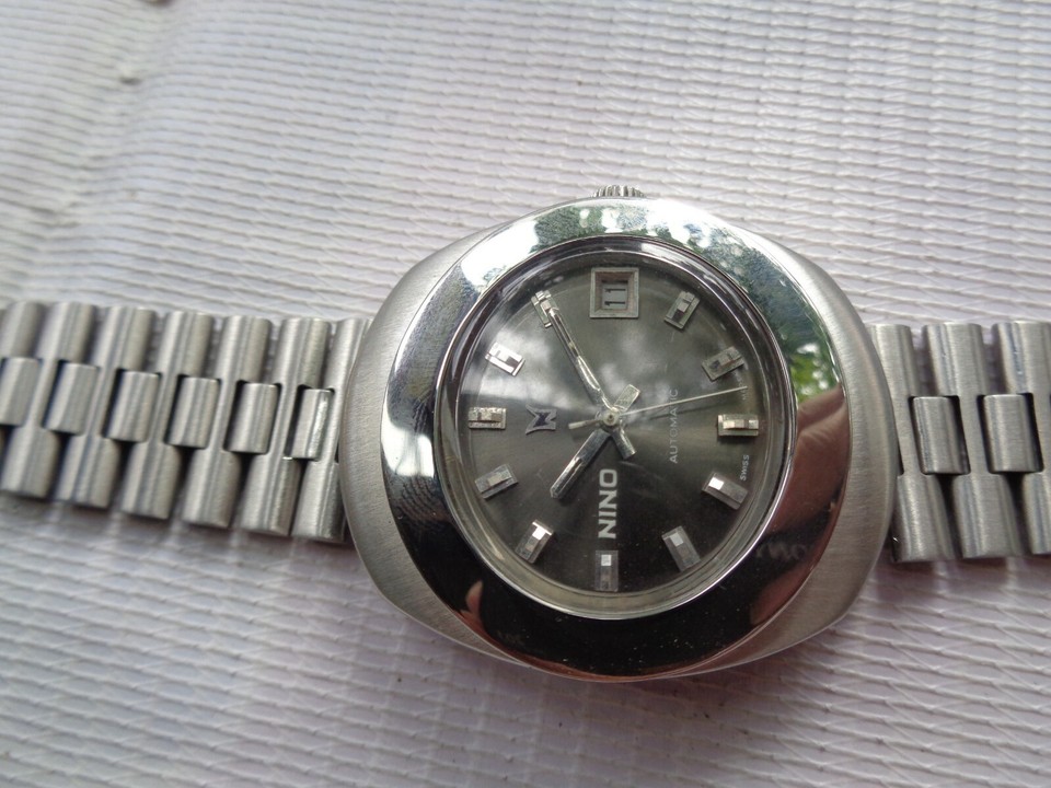 RARE Swiss SS Vintage Nino Men's Automatic Wristwatch | Gray Oval Dial ...