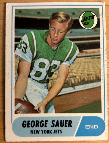 1968 Topps George Sauer Card #13 Jets Low-Grade Fair O/C Bad Edges ...