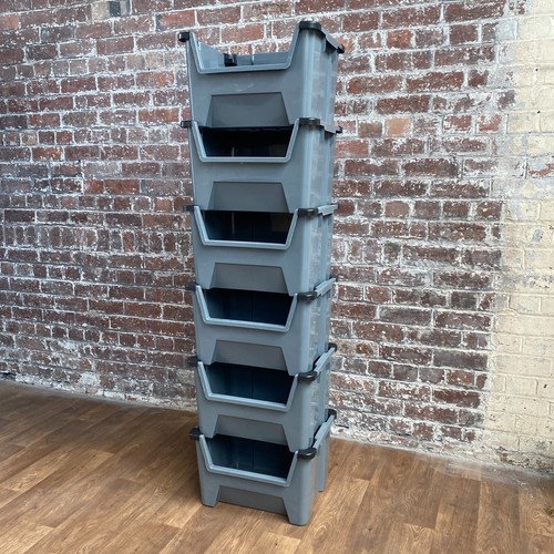 Storage Boxes Plastic Strong Grey Order Picking Scooped Front Stack ...