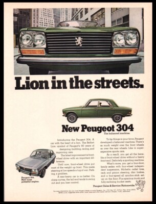1970 Peugeot 304 504-Vintage car ORIG. print ad-Man Cave/Garage Decor ...