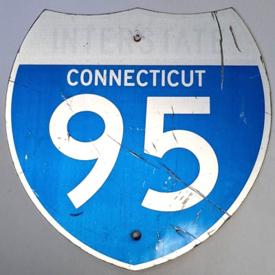 Retired I-95 CONNECTICUT INTERSTATE HIGHWAY METAL SHIELD ROAD SIGN 24 ...