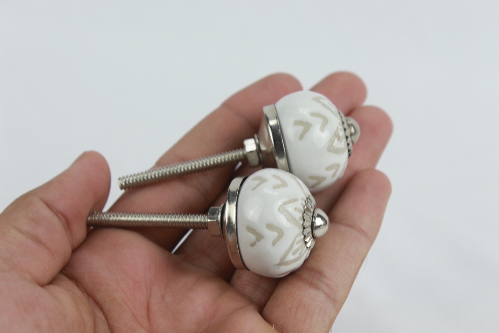 Vintage White Ceramic Cabinet Small Knobs | Pair of Small Drawer Pulls ...