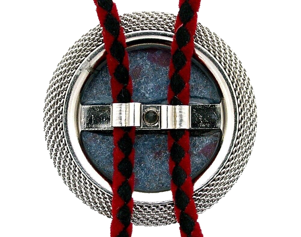 Natural Round Kyanite Ruby Cabochon Silver Mesh Bolo Tie Cord Tips ...