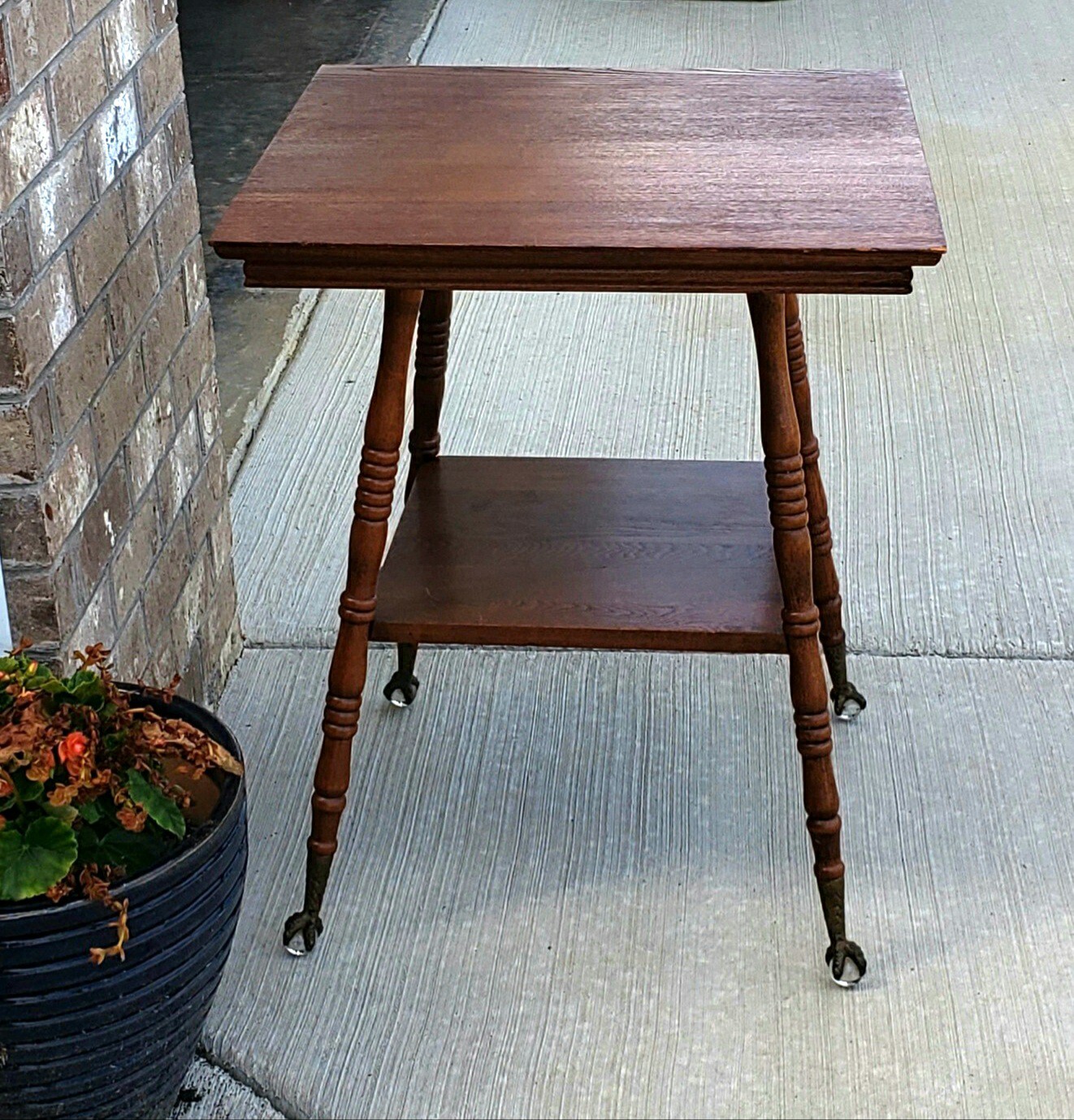 Antique Parlor Table w/ Marble Talon Glass Feet 1900's Original ...