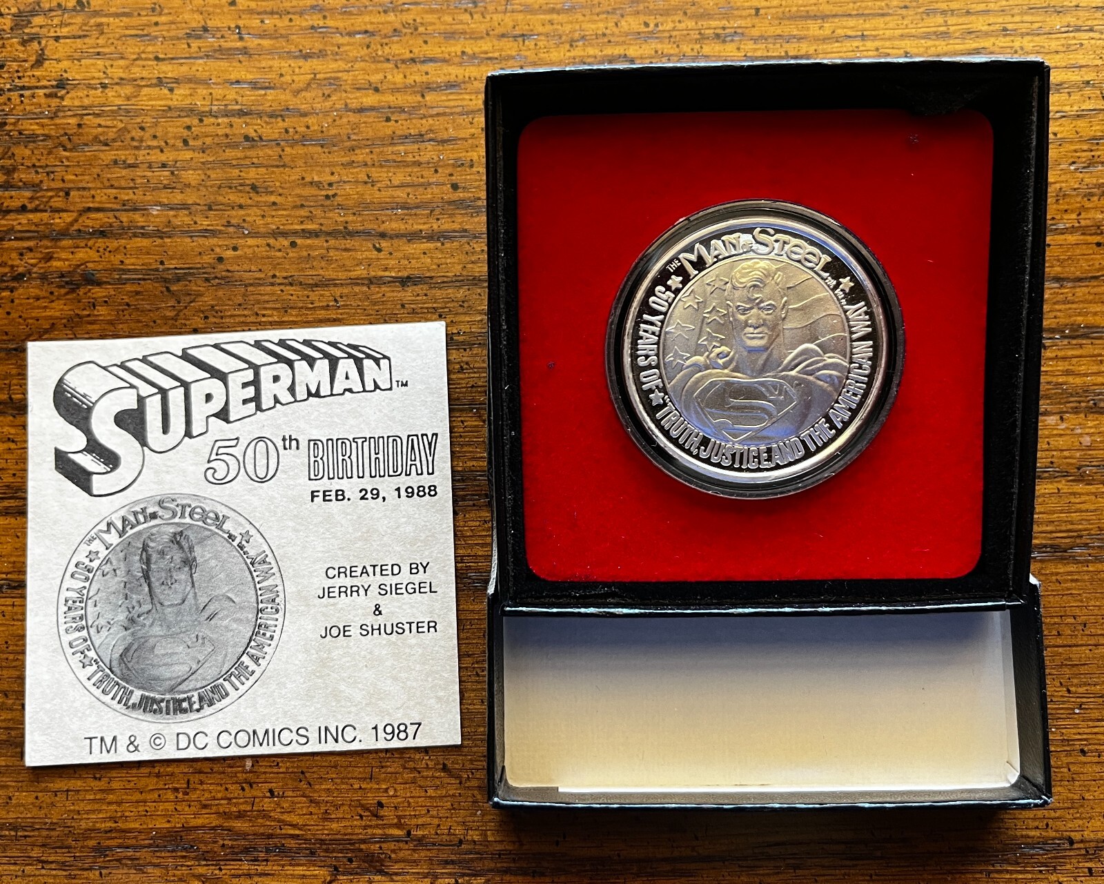Superman Man of Steel 50th Birthday Anniversary Silver Coin Round DC ...