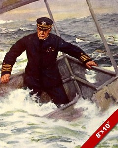 CAPTAIN GOING DOWN WITH THE SHIP WWI WORLD WAR 1 ART PAINTING REAL ...