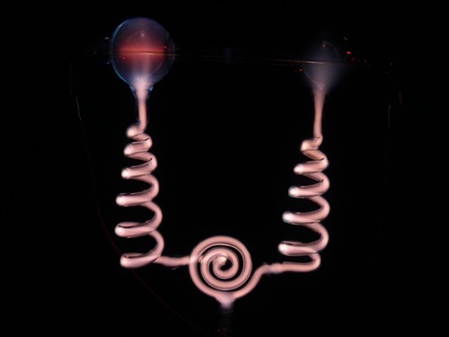 Umwegröhre nach Hittorf auf Holzfuß long-path tube geissler crookes ...