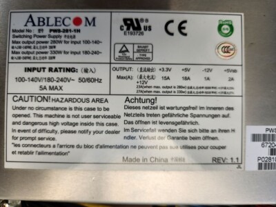 Ablecom Supermicro 280W Power Supply Unit / PSU PWS-281-1H, Tested and ...
