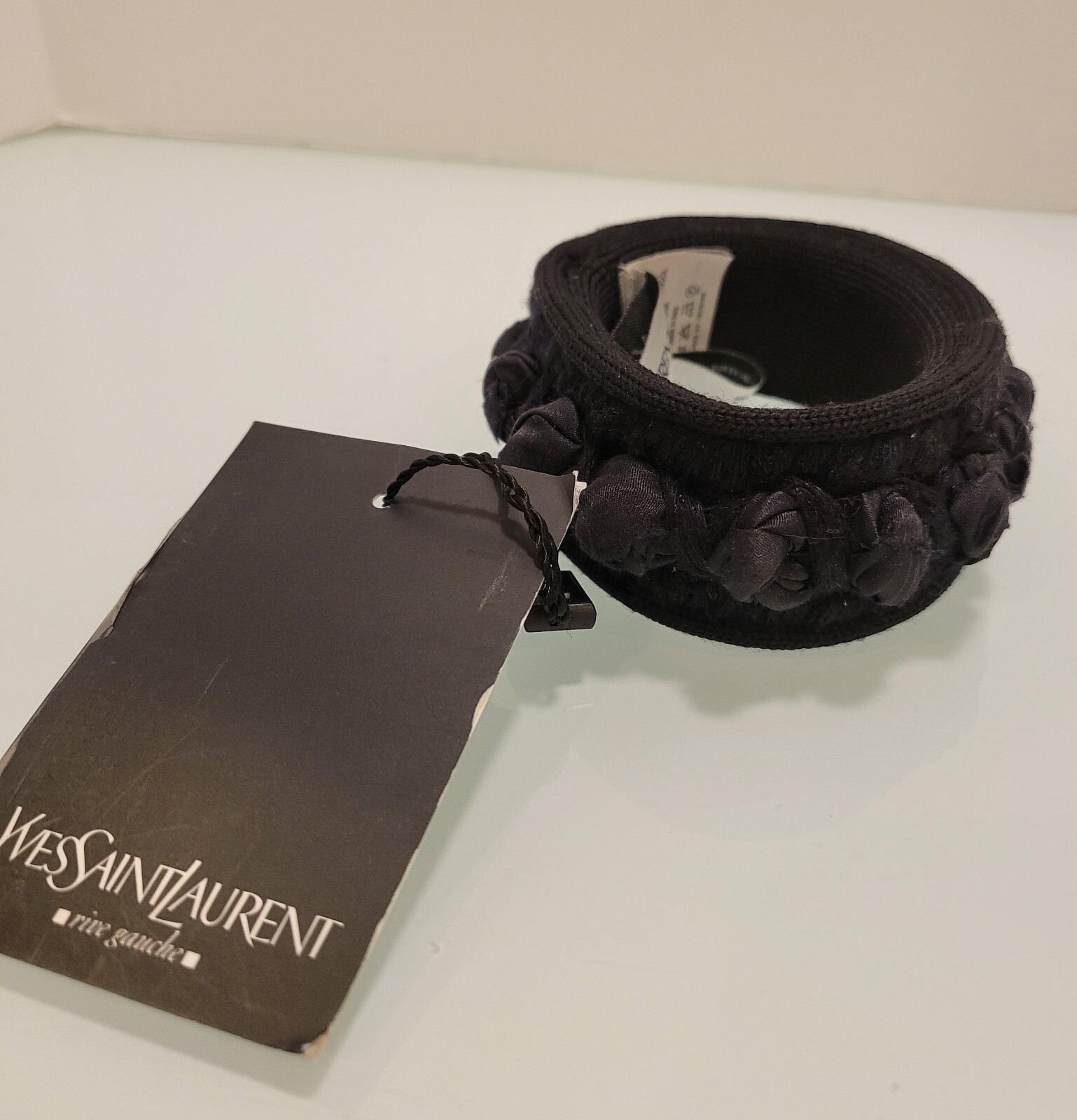 YSL Yves Saint Laurent Fabric Wool Knit Black Bangle Bracelet Cuff ...