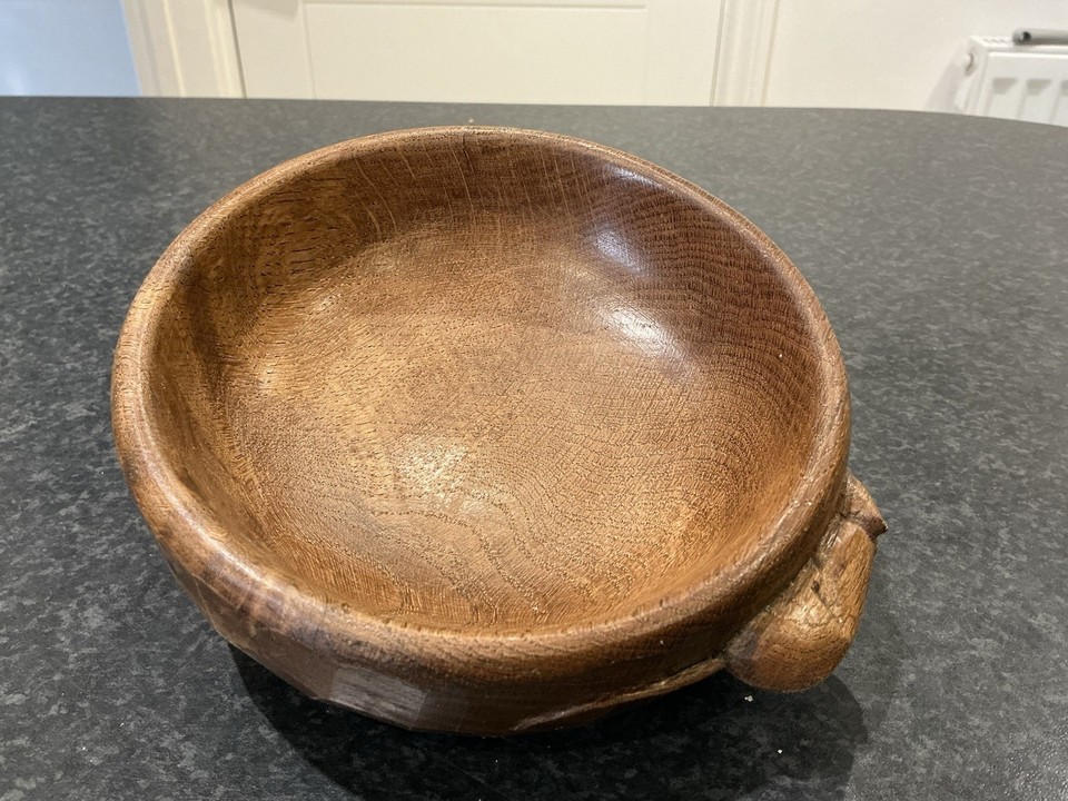Robert Thompson Hand Carved Mouseman Oak Nut Dish | eBay UK