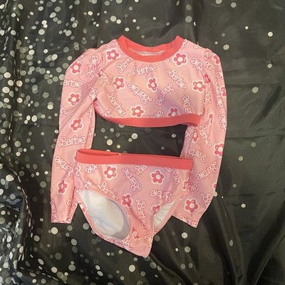 Barbie Girls' 2-Piece Long Sleeve Rash Guard Swimsuit, 4T | eBay