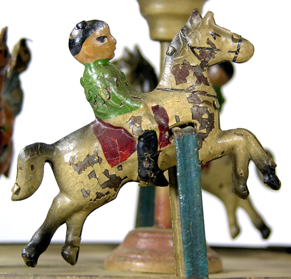 ca1900 GEBRUDER BING HAND PAINTED TIN WIND UP CAROUSEL COMPLETE & ALL ...