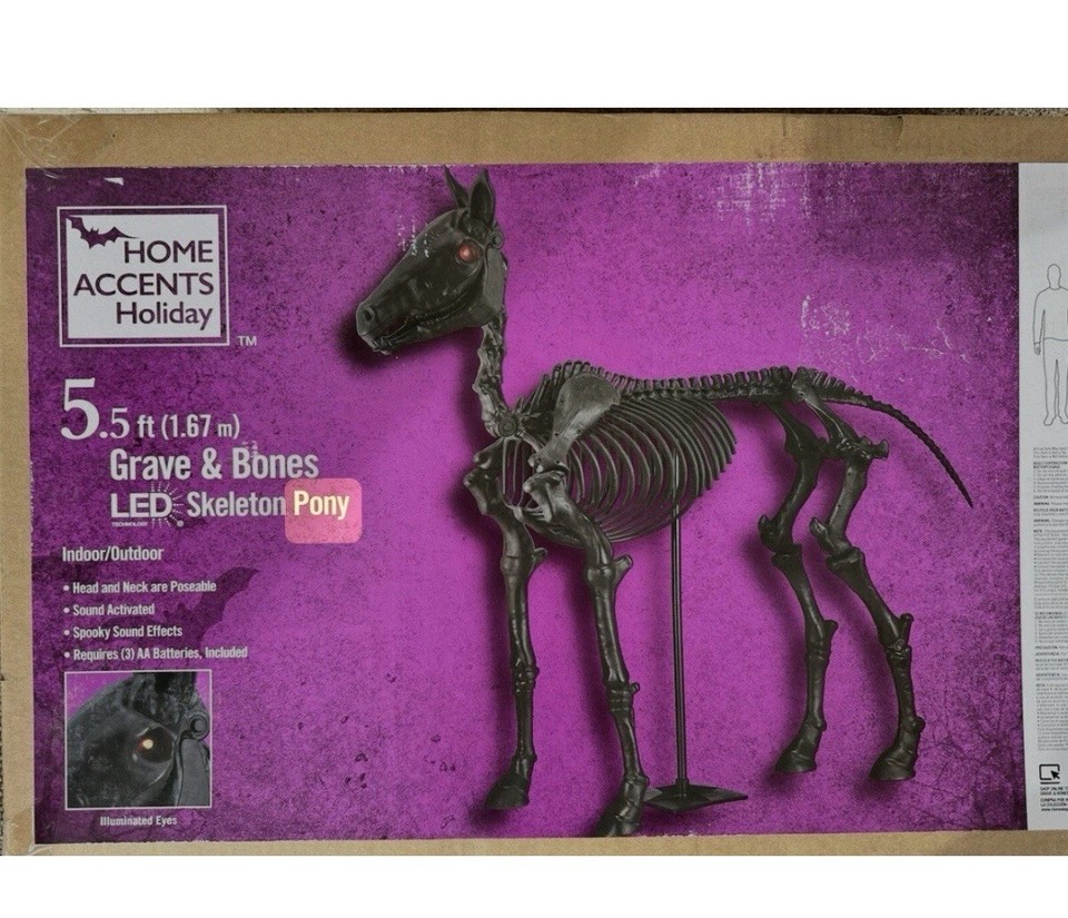 New 5.5 ft. Grave & Bones LED Skeleton Pony Home Depot Halloween | eBay