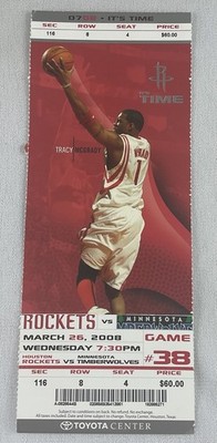 NBA 2008 03/26 Minnesota Timberwolves at Houston Rockets Ticket-Al ...