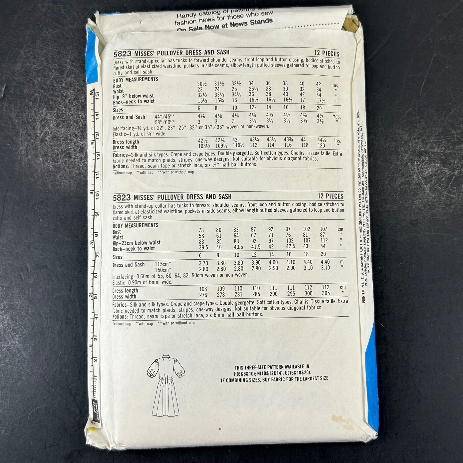 Simplicity ESP 5823 Misses Pullover Dress & Sash Uncut Size 10-14 c ...