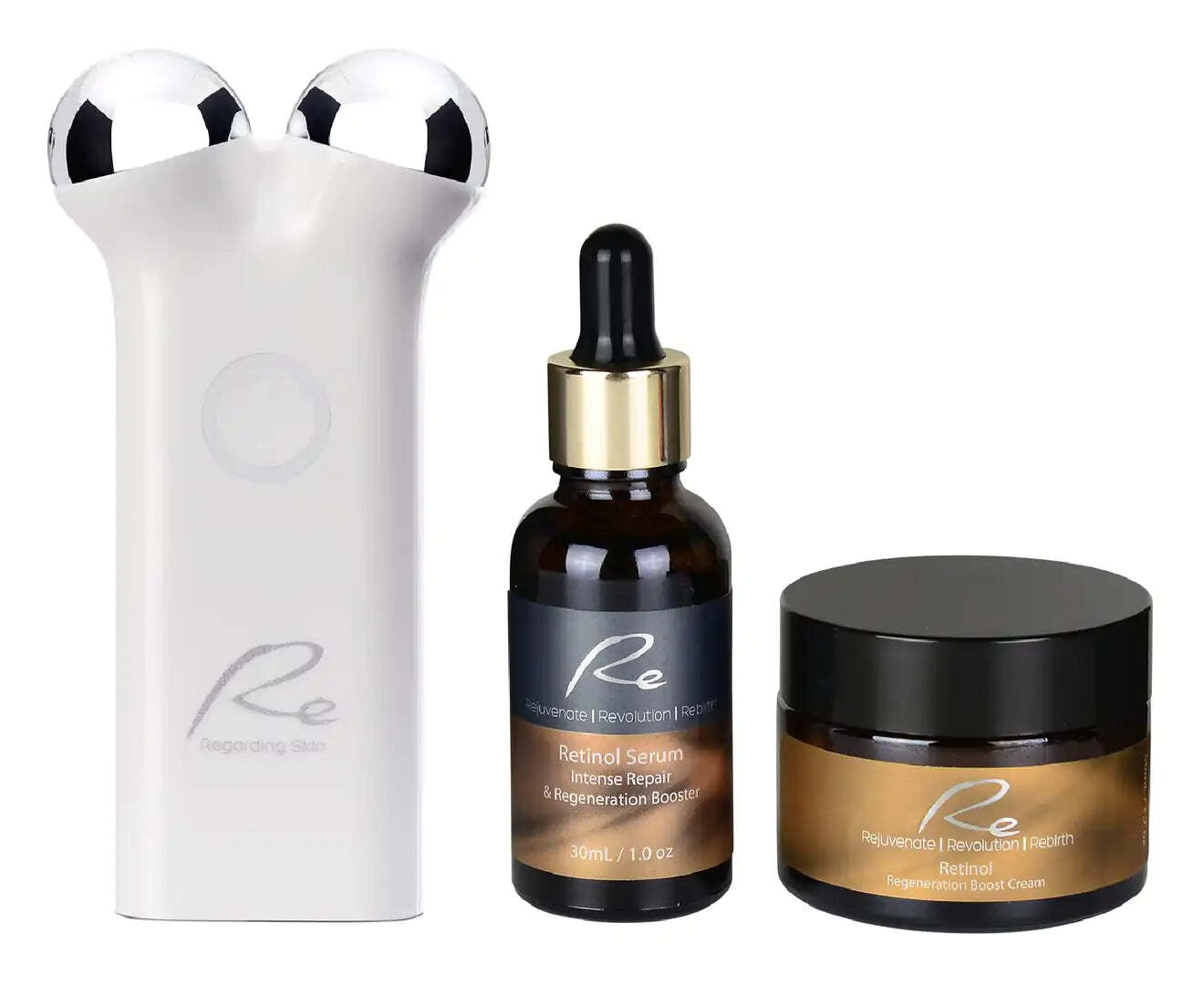 Re Microcurrent Face Lift & Tone Massager + Retinol Serum + Cream | eBay