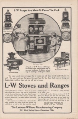 1907 LATTIMER WILLIAM COAL WOOD STOVE RANGE KITCHEN DECOR COLUMBUS AD ...
