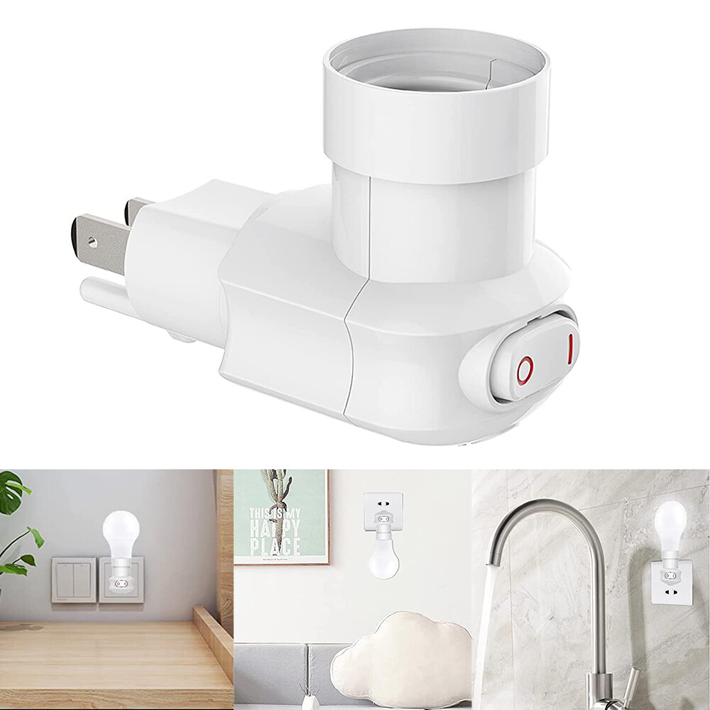 360° Plug in Light Socket 3 Prong Outlet to Socket Adapter w/ On/Off ...