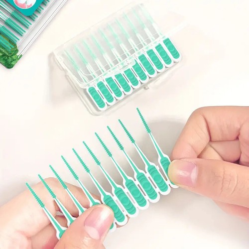 100 Pcs Interdental Brush Toothpick Soft Silicone Tooth Picks Dental ...