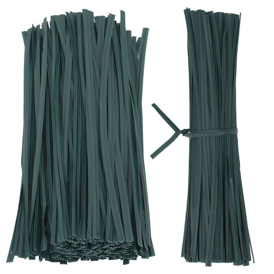 200 Plastic Coated Plant Support Cable Wire Green Garden Twist Ties ...