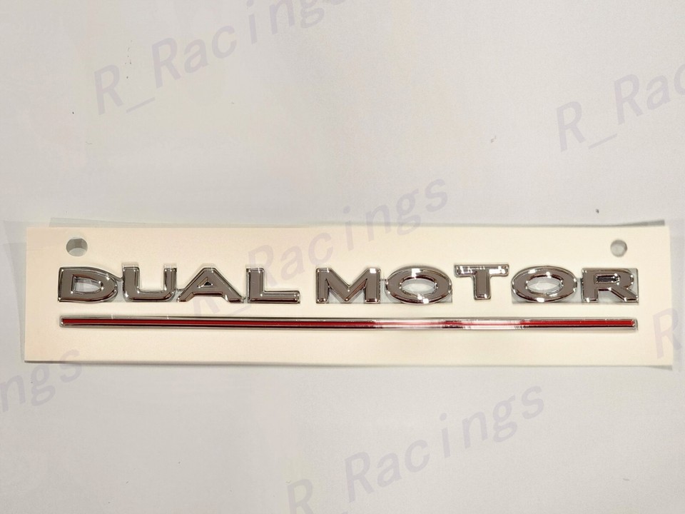 Chrome Red DUAL MOTOR Emblem Badge Fit For Tesla Model 3/Y Rear Trunk ...