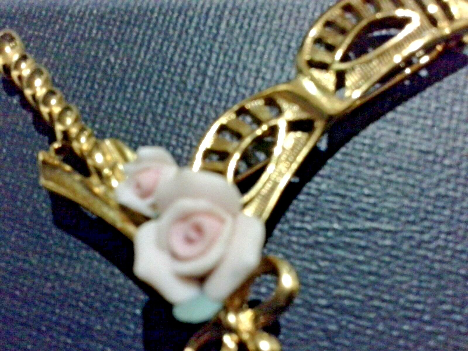 Vintage Gold Tone Venetian Mask Pink Roses Floral Opera Brooch Lapel ...