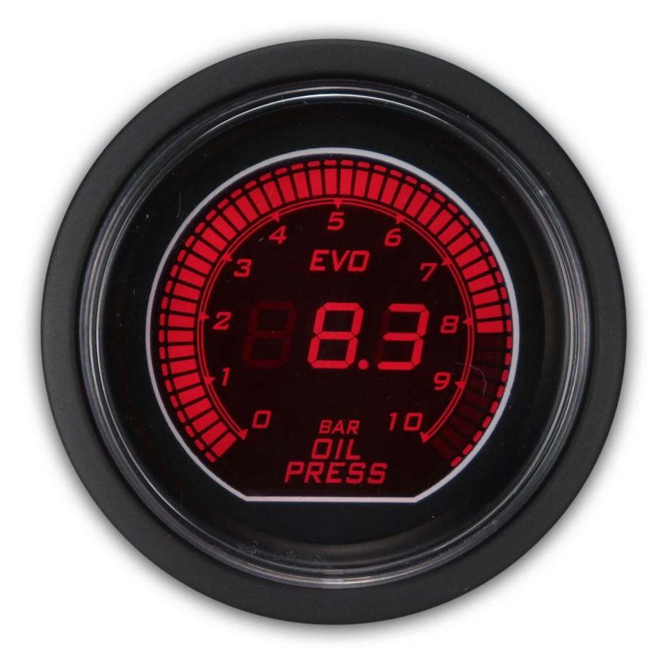 EVO Digital 6 Gauge Set GPS Speedometer Blue & Red LCD KMH °C BAR 85mm ...
