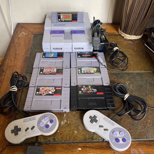 Super Nintendo SNES Console Bundle w/ 7 Games Mario , Street Fighter ...