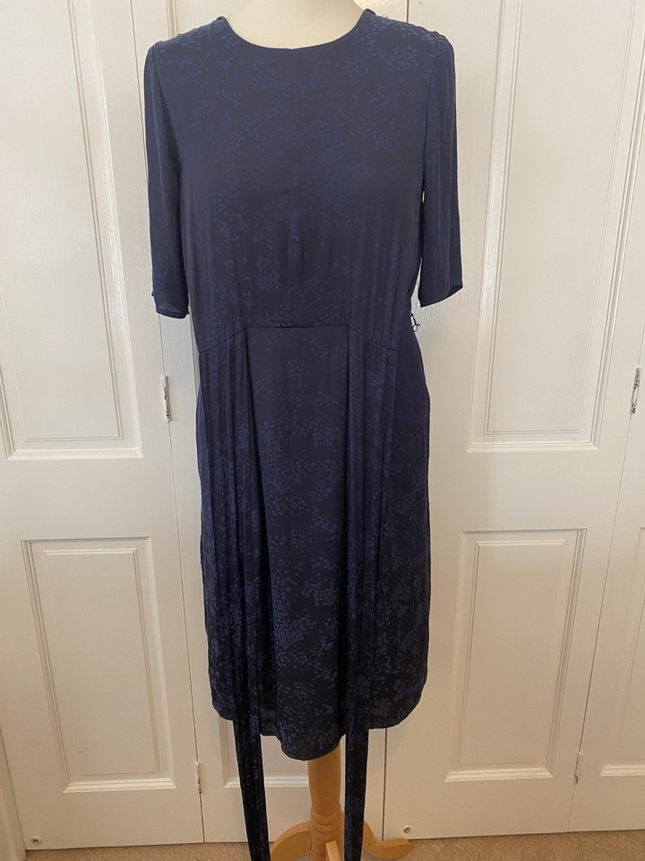 Hobbs Anya Jacquard Knee Length Dress, Light Navy Size 8 | eBay UK