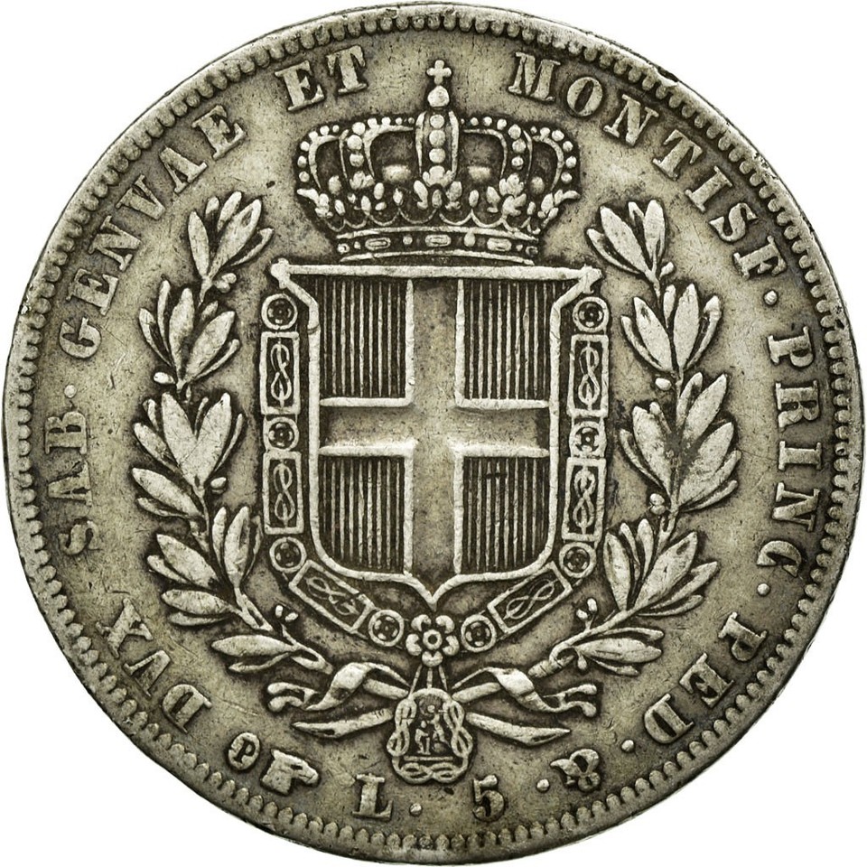 [#483897] Coin, ITALIAN STATES, SARDINIA, Carlo Alberto, 5 Lire, 1835 ...