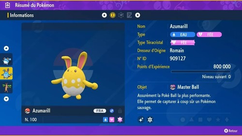 AZUMARILL SHINY ou NON 6IV FULL LEGIT + OBJET - POKEMON VIOLET ...