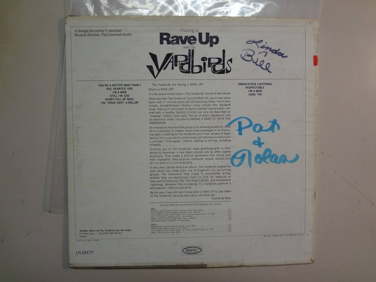 YARDBIRDS:Having A Rave Up With The Yardbirds-U.S.LP 1965 Epic Mono DJ ...