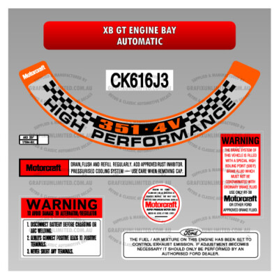 XB GT Automatic Engine Bay Decal Kit | eBay Australia