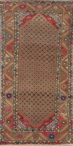 Vintage Brown Geometric Koliaei Accent Rug 3x6 Wool Hand-knotted Foyer ...